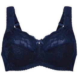 Rosa Faia Damen B&uuml;gelloser BH "Bobette", Gr. 95, blau, Obermaterial: 92% Polyamid, 8% sonstige Fasern, unifarben, BHs, ohne B&uuml;gel, mit Spitze,