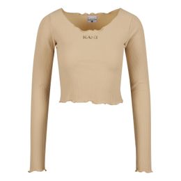 Karl Kani Damen Longsleeve "Karl Kani Karl Kani Retro Short Rib LS"sand, Gr. XL, bedruckt, 62% Polyester, 32% Viskose, 6% Elasthan, Shirts
