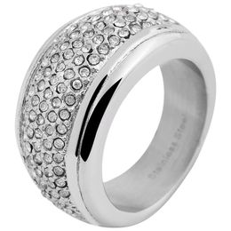 Adelia&acute;s ADELIA ́S Damen Fingerring "Damen Ring aus Edelstahl mit Strass Steinchen", 56, Edelstahlsilber, Edelstahl, Fingerringe