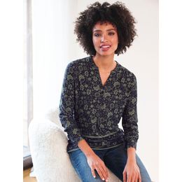 Heine Damen Langarmshirt "Druck-Shirt", bunt, Gr. 44, bedruckt, gebl&uuml;mt, gemustert, 95% Viskose, 5% Elasthan, Shirts