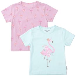 STACCATO M&auml;dchen T-Shirtlight mauve aop, ice blau, Gr. 128, bedruckt, Single Jersey, Obermaterial: 95% Baumwolle, 5% Elasthan, Shirts, 2er Pack mit