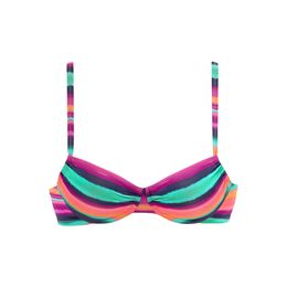 Lascana Damen B&uuml;gel-Bikini-Top "Rainbow", bunt, Gr. 42, gestreift, Polyamid, Bikini-Oberteile, mit seitlicher Regulierung