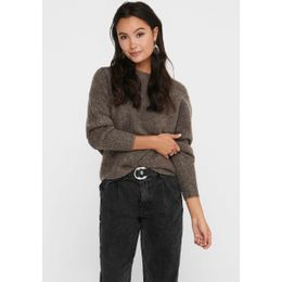 Only Damen Strickpullover "ONLDANIELLA L/S PULLOVER KNT NOOS", braun, Gr. S, meliert, Strick, Obermaterial: 77% Polyacryl, 19% Polyester, 4%