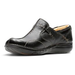 Clarks Damen Slipper "Un Loop", Gr. 37, schwarz, Leder, Schuhe, Slipper, Flats mit Wechselfu&szlig;bett