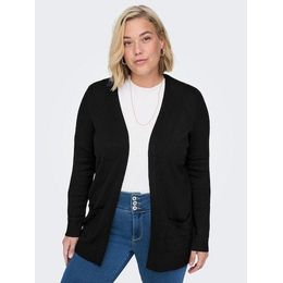 Only CARMAKOMA Damen Strickjacke "CARESLY L/S OPEN CARDIGAN NOOS KNT", schwarz, Gr. S, unifarben, Strick, Obermaterial: 50% Viskose, 27% Nylon, 23%