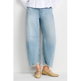RICHROYAL Damen Weite Jeansdenim blau, Gr. 27, Abriebeffekte, Destroyed-Effekte, unifarben, Denim/Jeans, Obermaterial: 98% Baumwolle, 2% Elasthan,