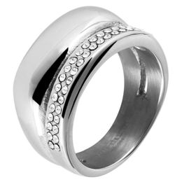 Adelia&acute;s ADELIA ́S Damen Fingerring "Damen Ring aus Edelstahl mit Strass Steinchen", 58, Edelstahl, silber, Edelstahl, Fingerringe