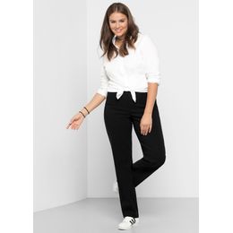 sheego Damen Webhose, schwarz, Gr. 27, unifarben, 70% Viskose, 25% Polyamid, 5% Elasthan, Hosen