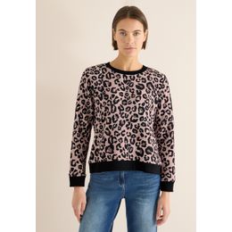 Cecil Damen Sweatshirt, rosa, Gr. XL, Web, 65% Baumwolle, 35% Polyester, Sweatshirts, im Leo Design