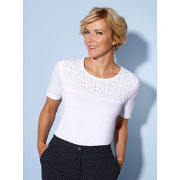 CLASSIC Damen Spitzenshirt "Shirt", wei&szlig;, Gr. 44, unifarben, 50% Baumwolle, 50% Modal, Shirts