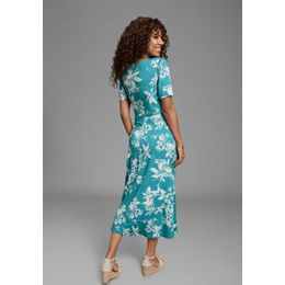 Laura Scott Damen Midikleid, blau, Gr. 44, gebl&uuml;mt, Jersey, Obermaterial: 95% Viskose, 5% Elasthan, Kleider, mit floralem Druck, aus weicher