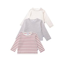 Liliput Jungen Langarmshirt, rosa, Gr. 74, gestreift, 95% Baumwolle, 5% Polyester, Shirts, mit praktischen Druckkn&ouml;pfen im 3er-Pack