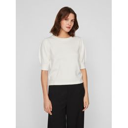 Vila Damen Strickpullover "VIRIL 2/4 SLEEVE O-NECK KNIT TOP - NOOS"wei&szlig; alyssum, Gr. S, unifarben, Strick, Obermaterial: 50% Viskose, 28% Polyester,