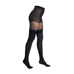 Camano Damen Feinstrumpfhose "overknee stripes 1er Pack", Gr. S, schwarz, 89% Polyamid, 11% Elasthan, Strumpfhosen