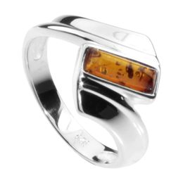 OSTSEE-SCHMUCK Damen Fingerring "- Karo - Silber 925/000 - Bernstein", 58, silber, Fingerringe