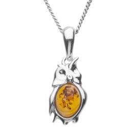 OSTSEE-SCHMUCK Damen Kette mit Anh&auml;nger "- Eule - Silber 925/000 - Bernstein", 45, Silber 925 (Sterlingsilber), silber, Silber 925 (Sterlingsilber),
