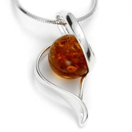 OSTSEE-SCHMUCK Damen Kette mit Anh&auml;nger "- Gleiter-Isabella - Silber 925/000 - Bernstein", 42, Silber 925 (Sterlingsilber), silber, Silber 925