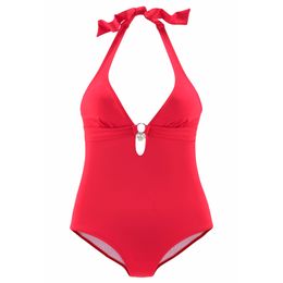 s.Oliver Damen Badeanzug "Tonia", rot, Gr. 40, unifarben, Microfaser, Polyamid, Badeanz&uuml;ge, herausnehmbare Cups, im Nacken zu binden, im R&uuml;cken zu