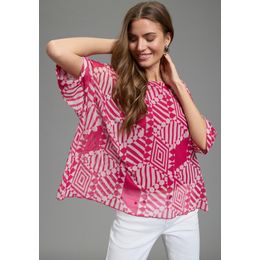 Laura Scott Damen Chiffonbluse, pink, Gr. 48, gemustert, Chiffon, Obermaterial: 95% Polyester, 5% Elasthan. Futter: 100% Polyester, Blusen, mit