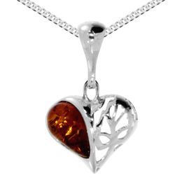OSTSEE-SCHMUCK Damen Kette mit Anh&auml;nger "- Herz 15 mm - Silber 925/000 - Bernstein", 40, Silber 925 (Sterlingsilber), silber, Silber 925