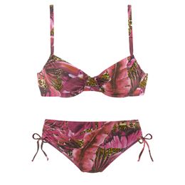 Lascana Damen B&uuml;gel-Bikini, pink, Gr. 38, bedruckt, Polyamid, Bikini-Sets, mit h&ouml;her geschnittener Hose