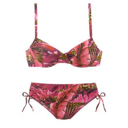 Lascana Damen B&uuml;gel-Bikini, pink, Gr. 44, bedruckt, Polyamid, Bikini-Sets, mit h&ouml;her geschnittener Hose
