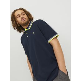 Jack & Jones PlusSize Herren Poloshirt "JJEPAULOS POLO SS NOOS PLS", blau, Gr. XXXL, JACK & JONES PLUSSIZE, unifarben, Piqu&eacute;, Obermaterial: 100% Baumwolle, Shirts,