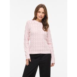 Vila Damen Rundhalspullover "VILOWEN L/S POINTELLE KNIT TOP/PB"cherry blossom, Gr. XS, unifarben, Strick, Obermaterial: 90% Baumwolle, 10% Nylon,