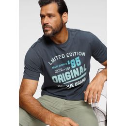MAN'S WORLD MAN'S WORLD Herren T-Shirt, blau, Gr. XL, bedruckt, Single Jersey, Obermaterial: 100% Baumwolle, Shirts, Kurzarm, f&uuml;r die Freizeit, aus Baumwolle