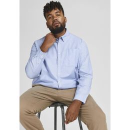 Jack & Jones PlusSize Herren Langarmhemd "JJEOXFORD SHIRT L/S S21 NOOS PLS", blau, Gr. 5XL, JACK & JONES PLUSSIZE, unifarben, Web, Obermaterial: 100% Baumwolle, Hemden,
