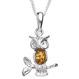 OSTSEE-SCHMUCK Damen Kette mit Anh&auml;nger "- Eule - Silber 925/000 - Bernstein", 45, Silber 925 (Sterlingsilber), silber, Silber 925 (Sterlingsilber),