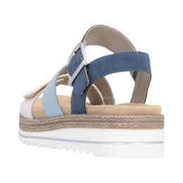 Remonte Damen Keilsandalette, Gr. 40blau, sanftes wei&szlig;, Lederimitat, Schuhe, Keilabsatz, Sommerschuh, Sandale in veganer Verarbeitung