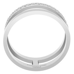 Adelia&acute;s ADELIA ́S Damen Fingerring "Damen Ring aus Edelstahl mit Strass Steinchen", 54, Edelstahlsilber, Edelstahl, Fingerringe