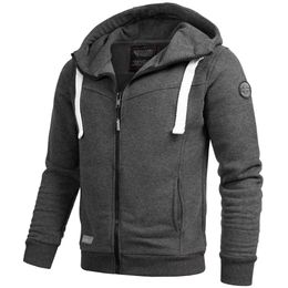 Herren Kapuzensweatjacke "ASMeroiia", grau, Gr. M, Alessandro Salvarini, Obermaterial: 80% Baumwolle, 20% Polyester, Sweatjacken, mit gro&szlig;er Kapuze