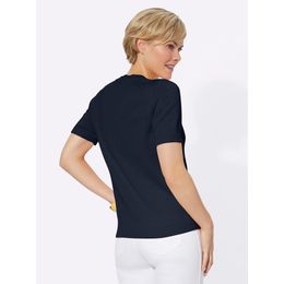 Casual Looks Damen Kurzarmpullover "Pullover", blau, Gr. 52, unifarben, 50% Baumwolle, 50% Polyacryl, Pullover