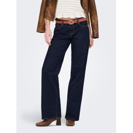 Only Damen High-waist-Jeans "ONLJUICY LW WIDE LEG DNM RINSE MAE NOOS"dunkelblau denim, Gr. 28, unifarben, Denim/Jeans, Obermaterial: 99% Baumwolle,