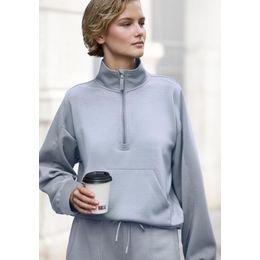 Damen Langarmshirt, Copenhagen Studios, Gr. 44, blau, Sweatware, Obermaterial: 54% Modal, 40% Polyester, 6% Elasthan, unifarben, Shirts, aus