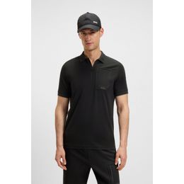 BOSS Green Herren Poloshirt "Polo Urban Tech", schwarz, Gr. M, unifarben, Jersey, Obermaterial: 95% Baumwolle, 5% Elasthan, Shirts, mit