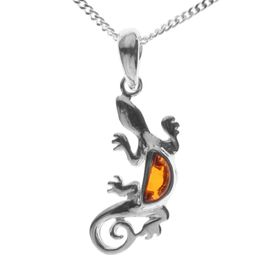 OSTSEE-SCHMUCK Damen Kette mit Anh&auml;nger "- Echse - Silber 925/000 - Bernstein", 42, Silber 925 (Sterlingsilber), silber, Silber 925 (Sterlingsilber),