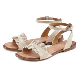 Lascana Damen Sandale "offener Schuh", Gr. 42, beige, Obermaterial: 100% Ziegenleder. Decksohle: 100% Rindsleder. Futter: 100% Schweinsleder.