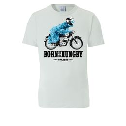 logoshirt Damen T-Shirt "Sesamstrasse - Kr&uuml;melmonster Motorrad", blau, Gr. S, bedruckt, 100% Baumwolle, Shirts, mit lizenziertem Print