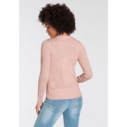Kangaroos Damen Strickjacke, rosa, Gr. 40, Zopfmuster, meliert, Feinstrick, Obermaterial: 50% Baumwolle, 50% Polyacryl, Strickjacken, h&uuml;ftlange Form,