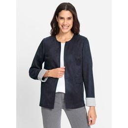 Damen Lederimitat-Blazer "Lederimitat-Blazer", blau, Gr. 42, 90% Polyester, 10% Elasthan, B&uuml;ndchen:100% Polyester, Blazer