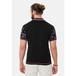 Cipo & Baxx CIPO & BAXX Herren T-Shirt "Poloshirt", schwarz, Gr. M, bedruckt, 95% Baumwolle, 5% Elasthan, Shirts, mit stylischem Print