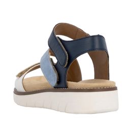 Remonte Damen Sandale, Gr. 37blau, sanftes wei&szlig;, Leder, Lederimitat, Schuhe, Sommerschuh, Klettschuh, Sandalette, Riemchensandale mit Softfu&szlig;bett