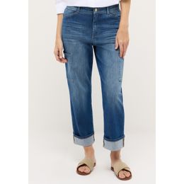 Angels Damen Cargojeans "Liberta Cargo", blau, Gr. 42, Denim/Jeans, Obermaterial: 91% Baumwolle, 6% Polyester, 3% Elasthan, Jeans, mit Umschlagsaum