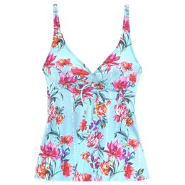 Sunseeker Damen B&uuml;gel-Tankini-Top "Modern", blau, Gr. 44, bedruckt, floral, Polyamid, Bikini-Oberteile, mit Blumendruck