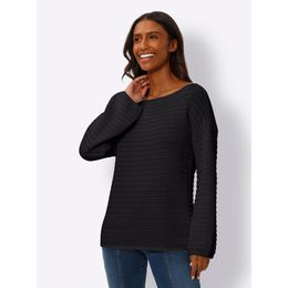 Heine Damen Ajourpullover "Pullover", schwarz, Gr. 38, unifarben, 100% Baumwolle, Pullover