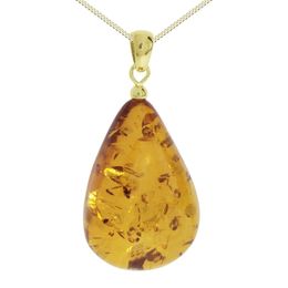 OSTSEE-SCHMUCK Damen Kette und Anh&auml;nger Set "- Tropfen ca. 38 mm lang - Gold 333/000 - Bernstein", 42, gold, Gelbgold 333, Schmuck_Sets