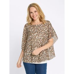 Classic Basics Damen Schlupfbluse, bunt, Gr. 52, gebl&uuml;mt, gemustert, mehrfarbig, 100% Polyester, Futter:100% Polyester, Blusen